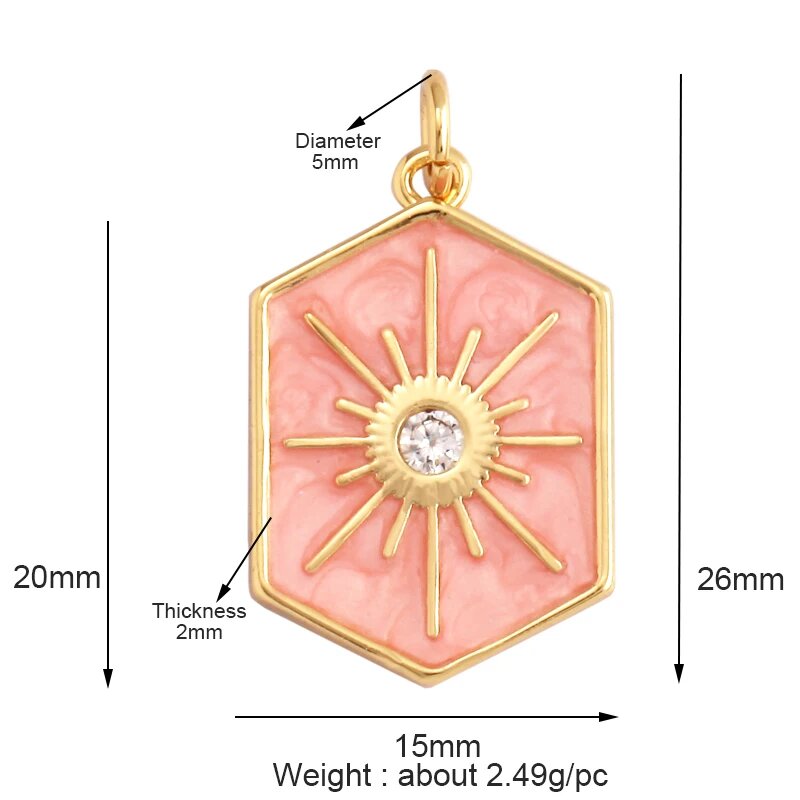 Шарм подвеска солнце луна звезда космос из латуни Розовый, L081703-Bean Pink