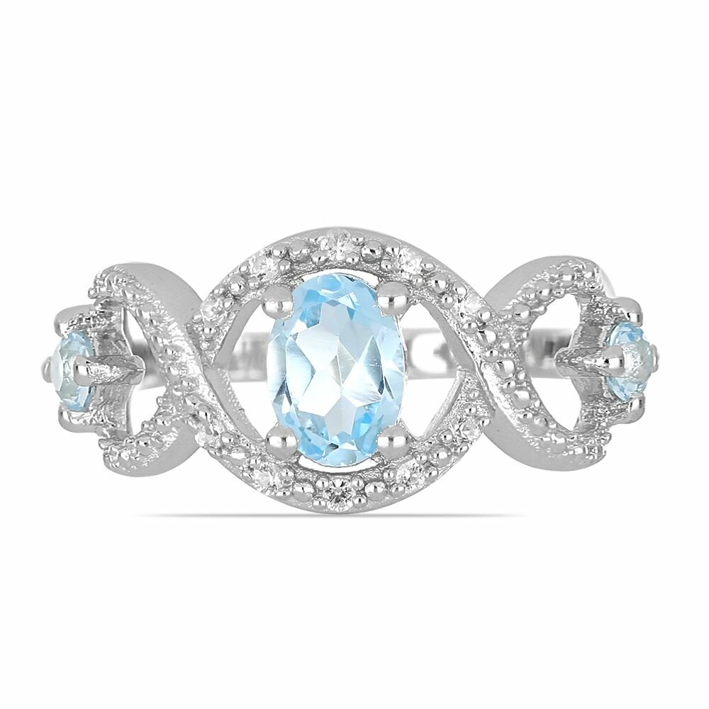 Кольцо, серебро, 925 проба, родирование, топаз