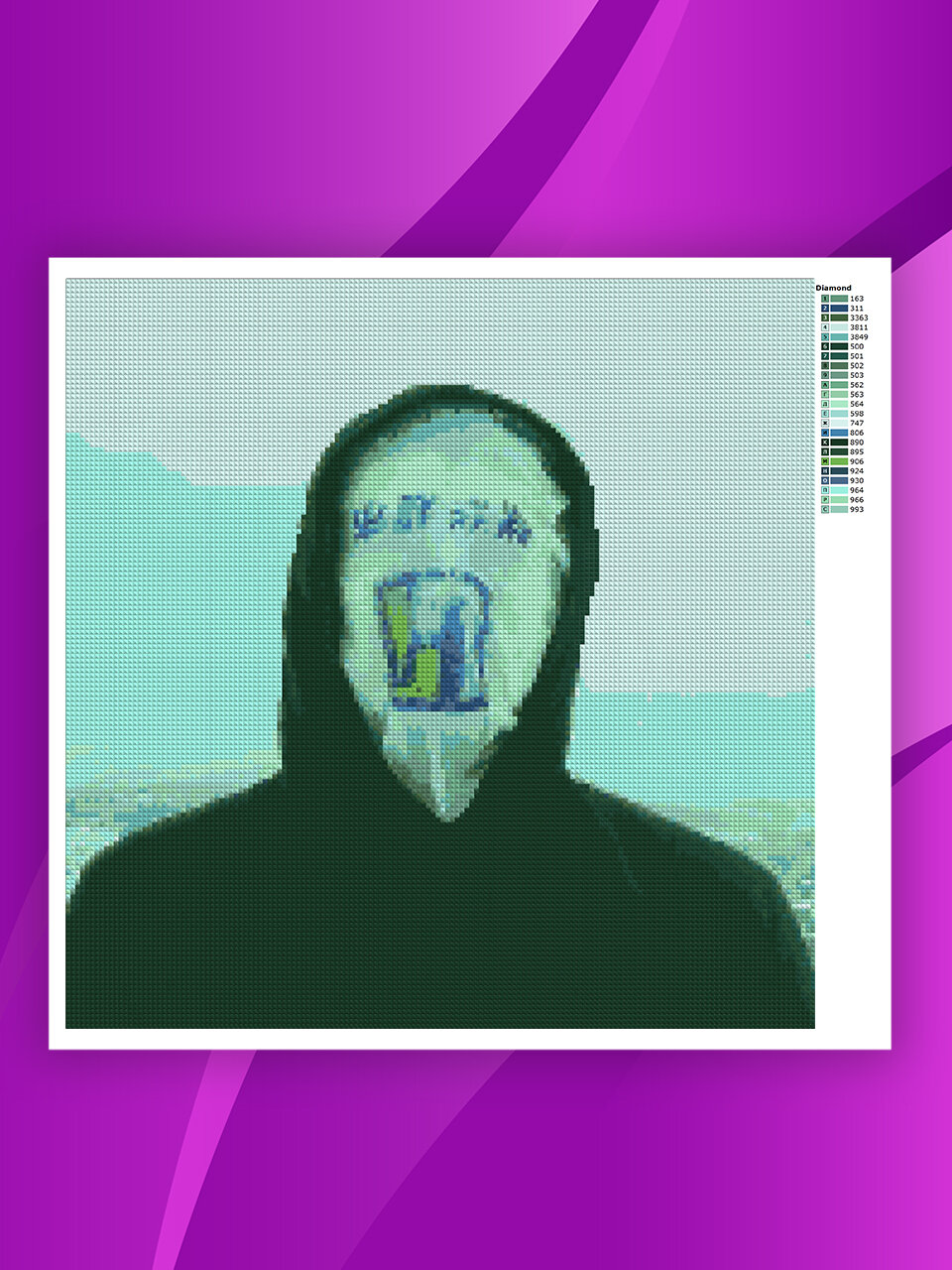 Алмазная мозаика без подрамника - вышивка Абуя Ко 40 х 40 см