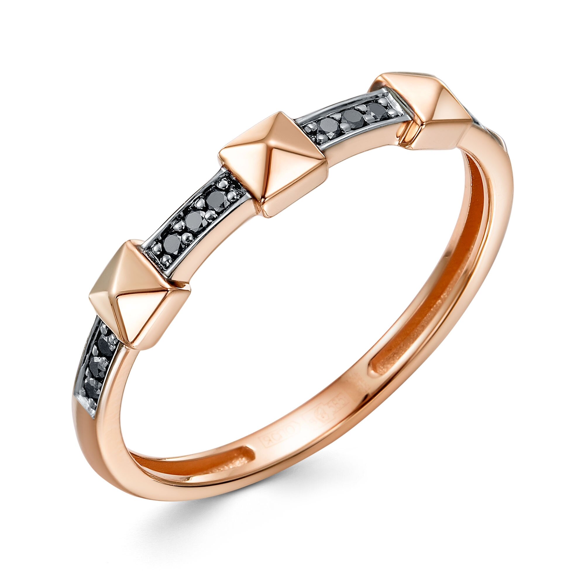 Кольцо дорожка, красное золото, 585 проба, бриллиант