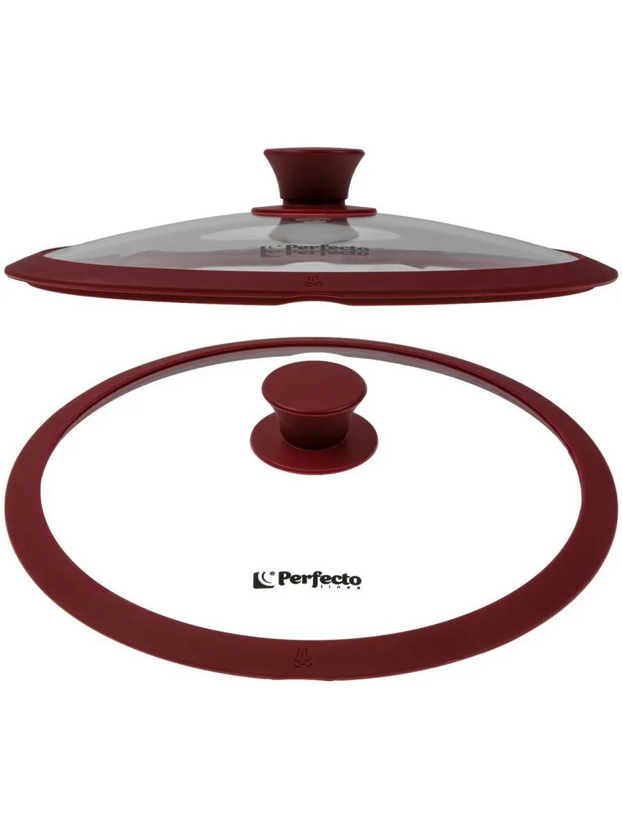 Крышка стеклянная 24 см, с силиконовым ободом, PERFECTO LINEA Burgundy (25-024321)