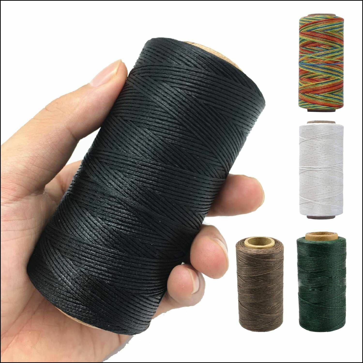 Длина 260м. черное. Восковая нить для шитья кожи, Вощеная швейная нить, для поделок из кожи/переплетных работ/ремонта обуви