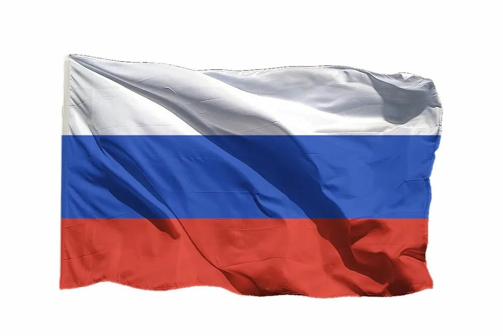 Двухсторонний флаг России и Российской федерации (РФ) на блэкауте, 100х150 см - в кабинет для напольной подставки