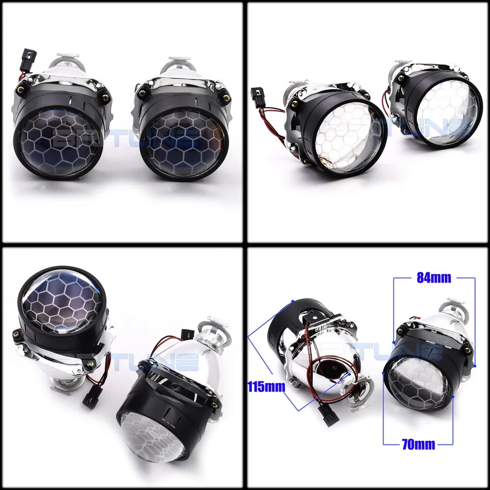 Биксеноновые линзы для фар объектив проектора HID со светодиодной подсветкой дьявольский глаз Super 2,5-дюймовая сотовая линза H4 H7 для тюнинга фар Комплект для укладки аксессуары для авто Without Shrouds