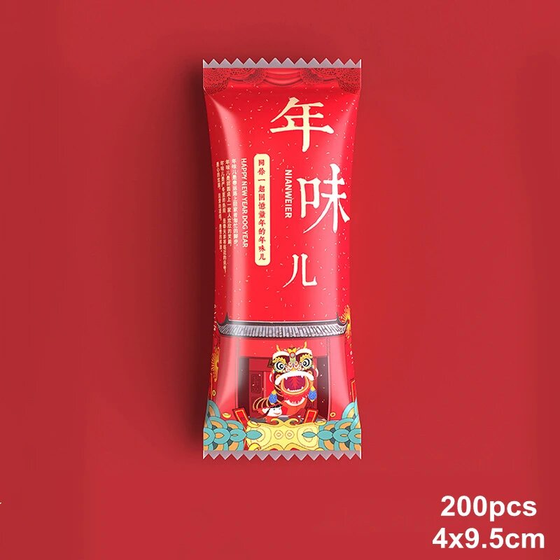 Красные пакеты для конфет 200 шт, 4x9.5 см