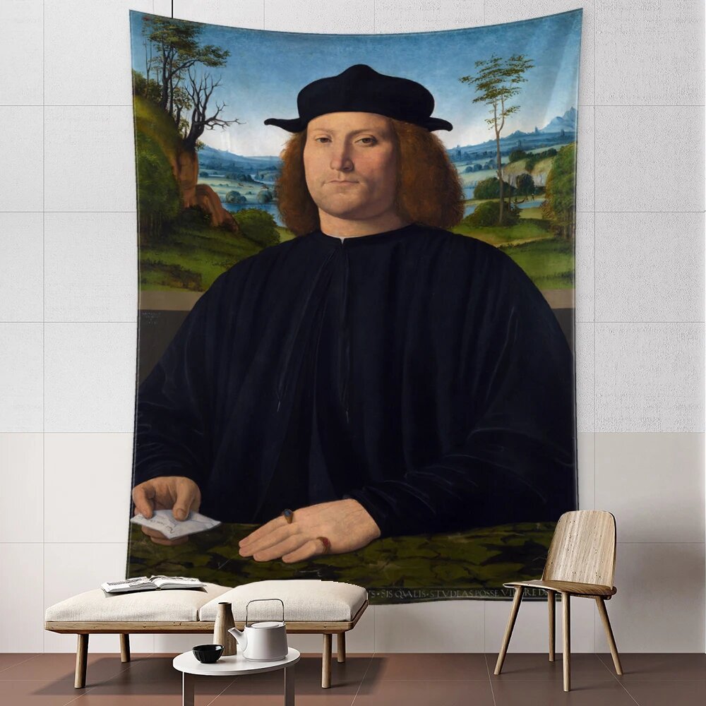 Гобелен с граффити Мона Лизы, настенный гобелен в стиле бохо, Черный, 150X130 CM, gt1114-14