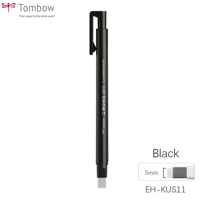Tombow MONO Zero Eraser Плоский ластик Черный, Rectangle Black
