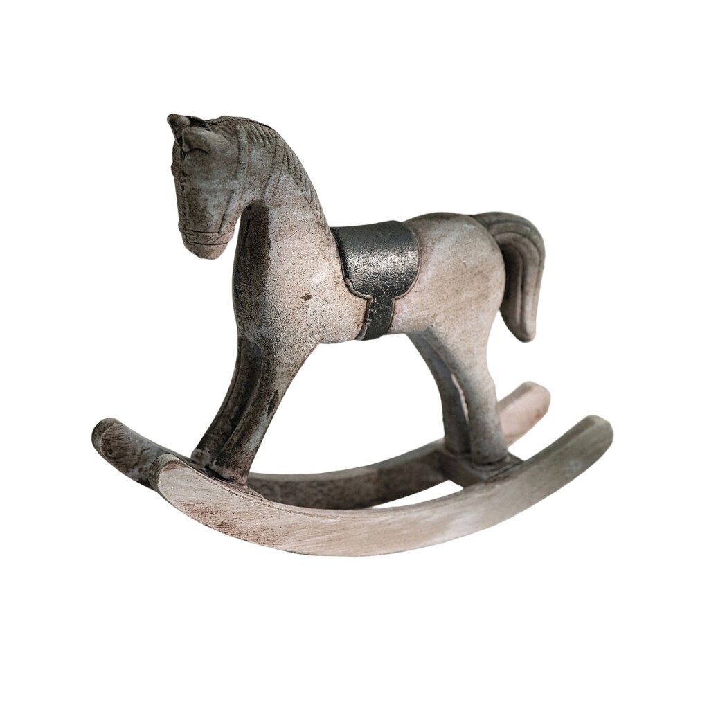Деревянное украшение "лошадка-качалка" - серая лошадка с черной спинкой