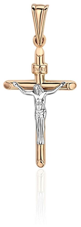 Крестик, комбинированное золото, 585 проба