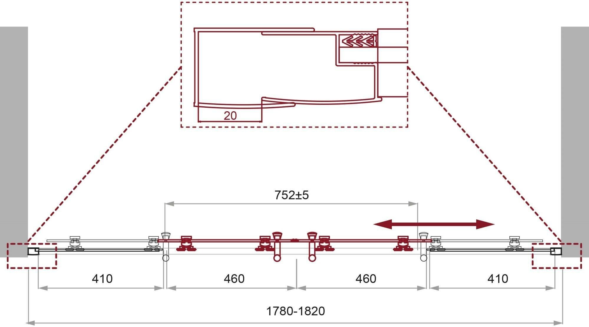 UNO-195-BF-2-180-P-Cr Душевая дверь