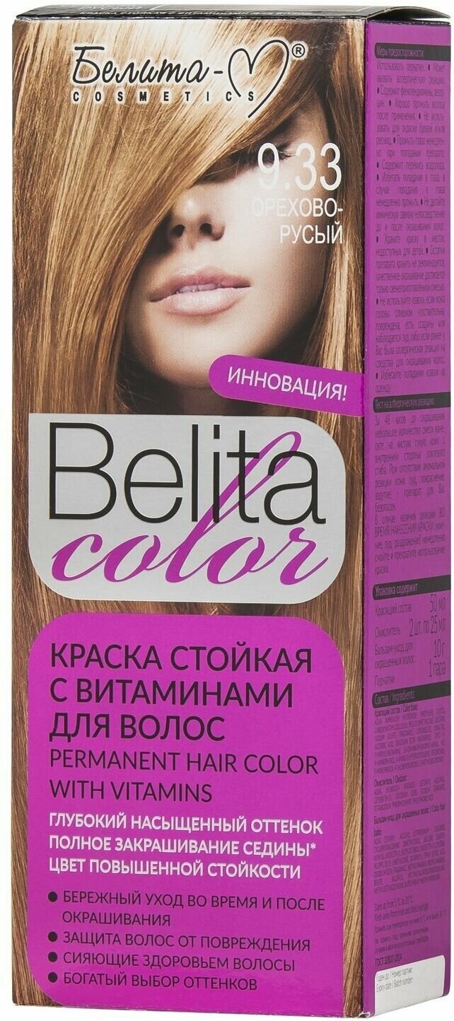 Белита-М Краска для волос BELITA COLOR Стойкая, тон 9.33 Орехово-русый
