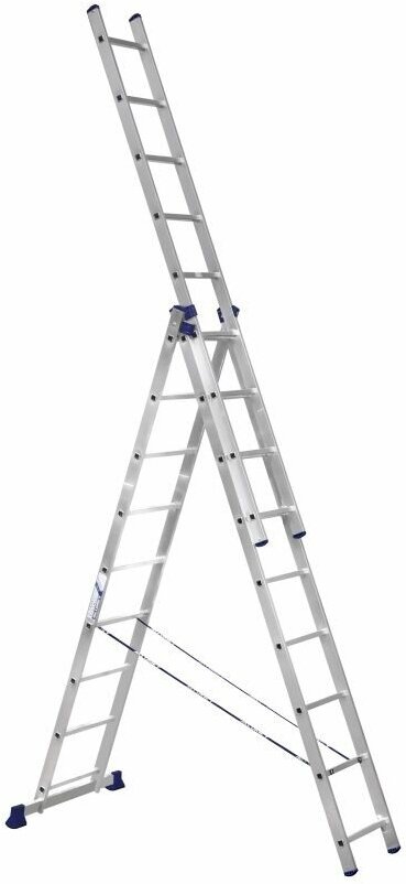 Трехсекционная Лестница Алюмет 3Х9 Алюминиевая, Длина 5.9 М, Нагрузка 150 Кг.