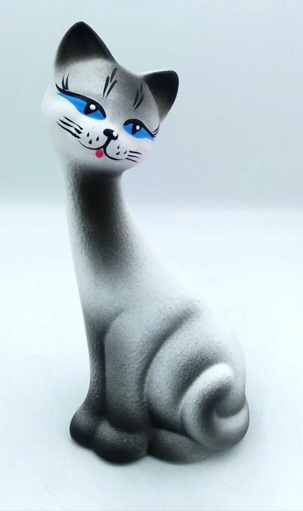 Статуэтка Кошка Кэт белая 20x8x9см керамика для интерьера, декора дома большая. Сувенир подарок на день рождения, новый год маме. Кошка Котик.