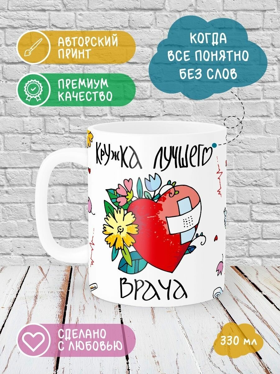 Кружка Printech "Доктору/юмор/врачу/хирургу/терапевт" 330мл CU-PP30P2-W/S