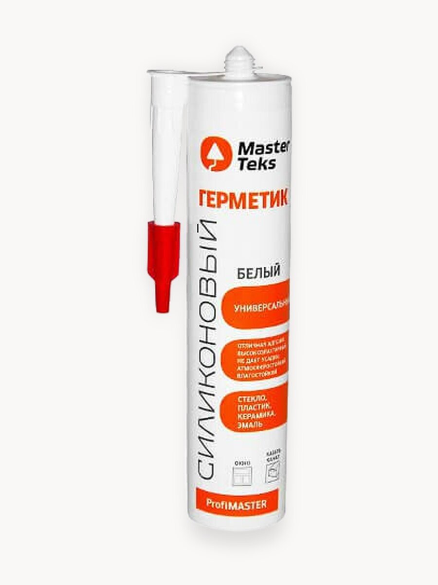 Герметик MasterTeks универсальный, силиконовый, белый, 290 мл