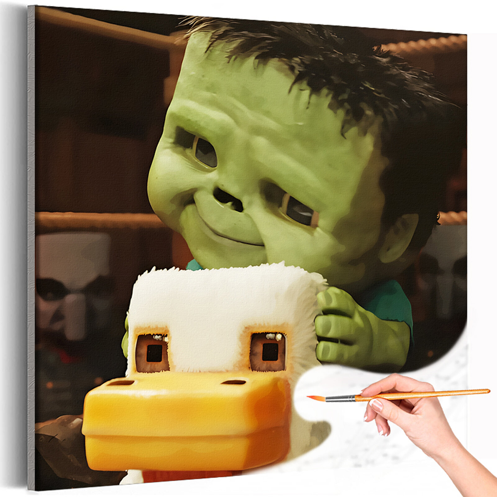 Картина по номерам на холсте на подрамнике Малыш Зомби minecraft 40х40 см