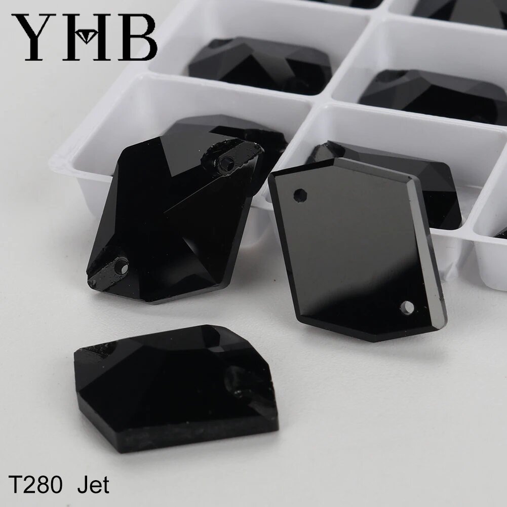 Стразы YHB космическое стекло кристалл AB лунный свет Черный, 15Pcs 17mm 21mm, T280 Jet