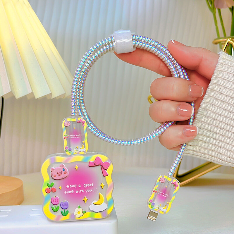 Защитный чехол Wave, для зарядного устройства Apple, с кусачками для кабеля, цвет стиль волны