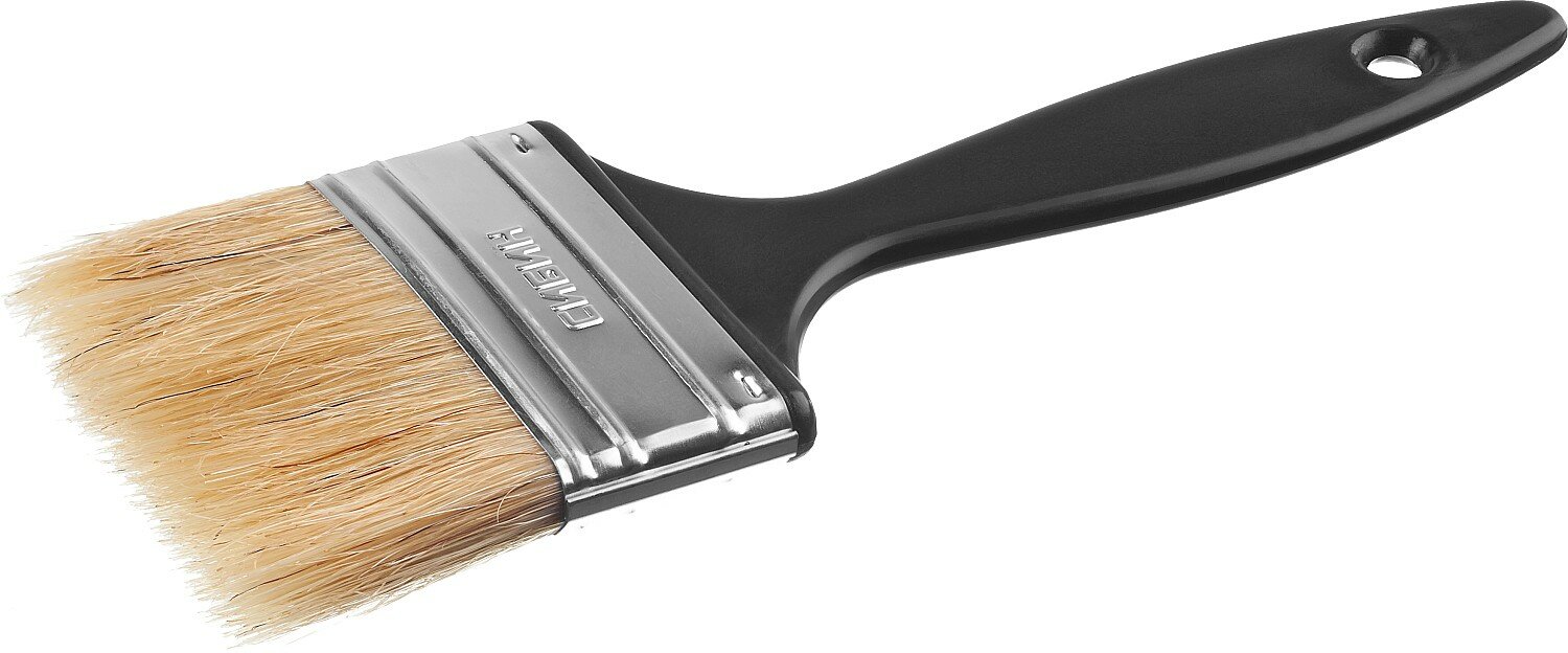 Плоская кисть СИБИН 63мм, смешанная щетина, пластиковая ручка 01008-063