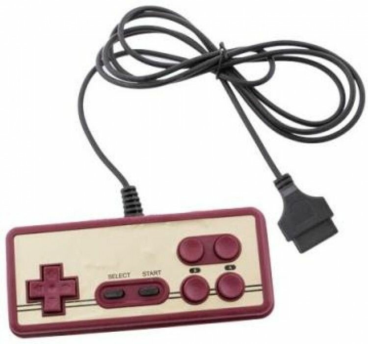 Геймпад проводной 8 bit Controller широкий разъем 15 Pin Прямоугольный Бежевый/Красный