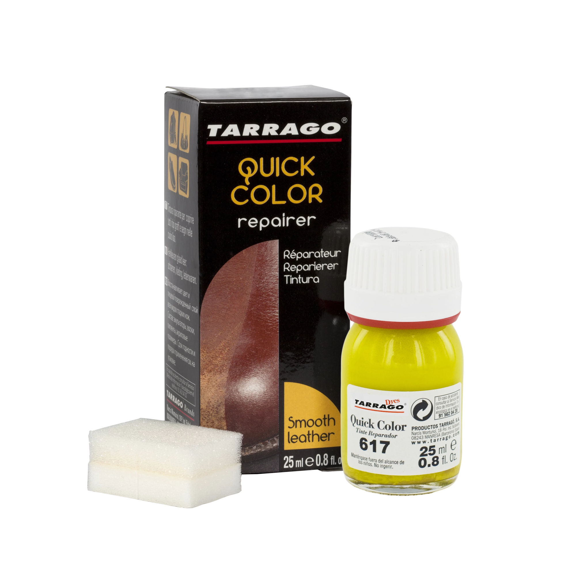 Краситель для изделий из гладкой кожи Tarrago QUICK COLOR стекло 25 мл, цвет 617 сера