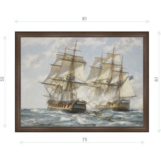 Картина Декор Депо Монтегю Доусона Бой фрегатов Матовая бумага в раме без стекла 61х81 см