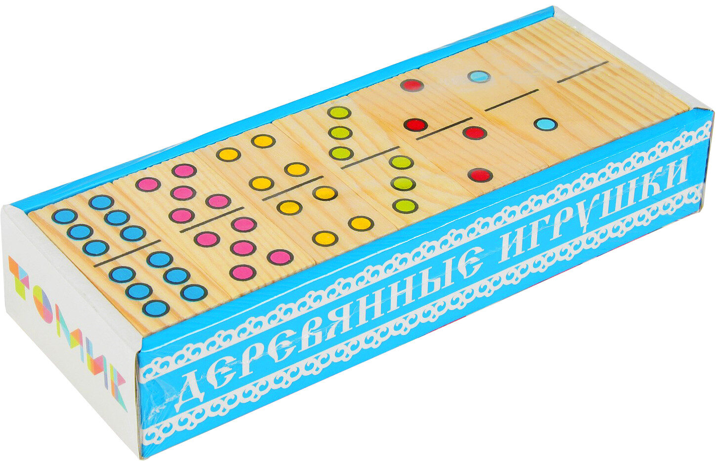 Настольная игра Домино Томик "Точки", детская развивающая игра из из 28 деревянных деталей
