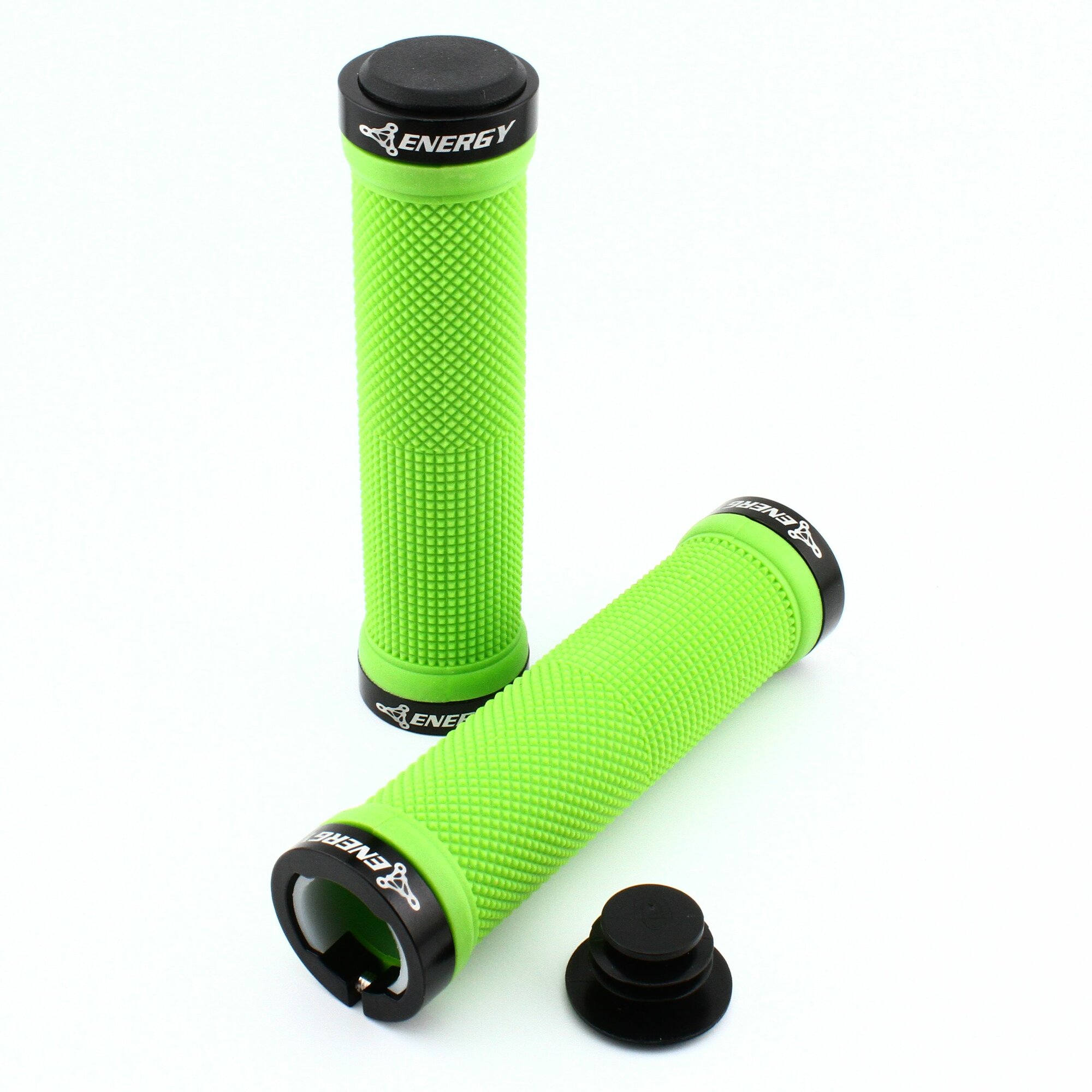 Грипсы ручки велосипеда Energy Ride, 130 мм, зелёные с чёрными кольцами