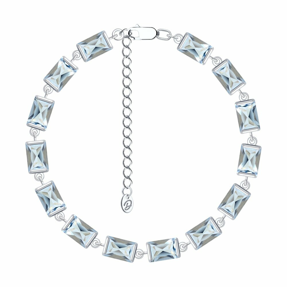 Браслет, белое золото, 585 проба, топаз