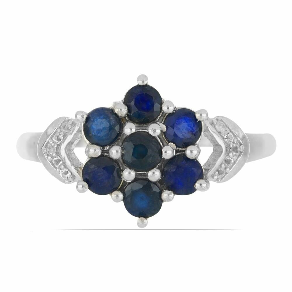 Кольцо тонкое, серебро, 925 проба, родирование, топаз, сапфир