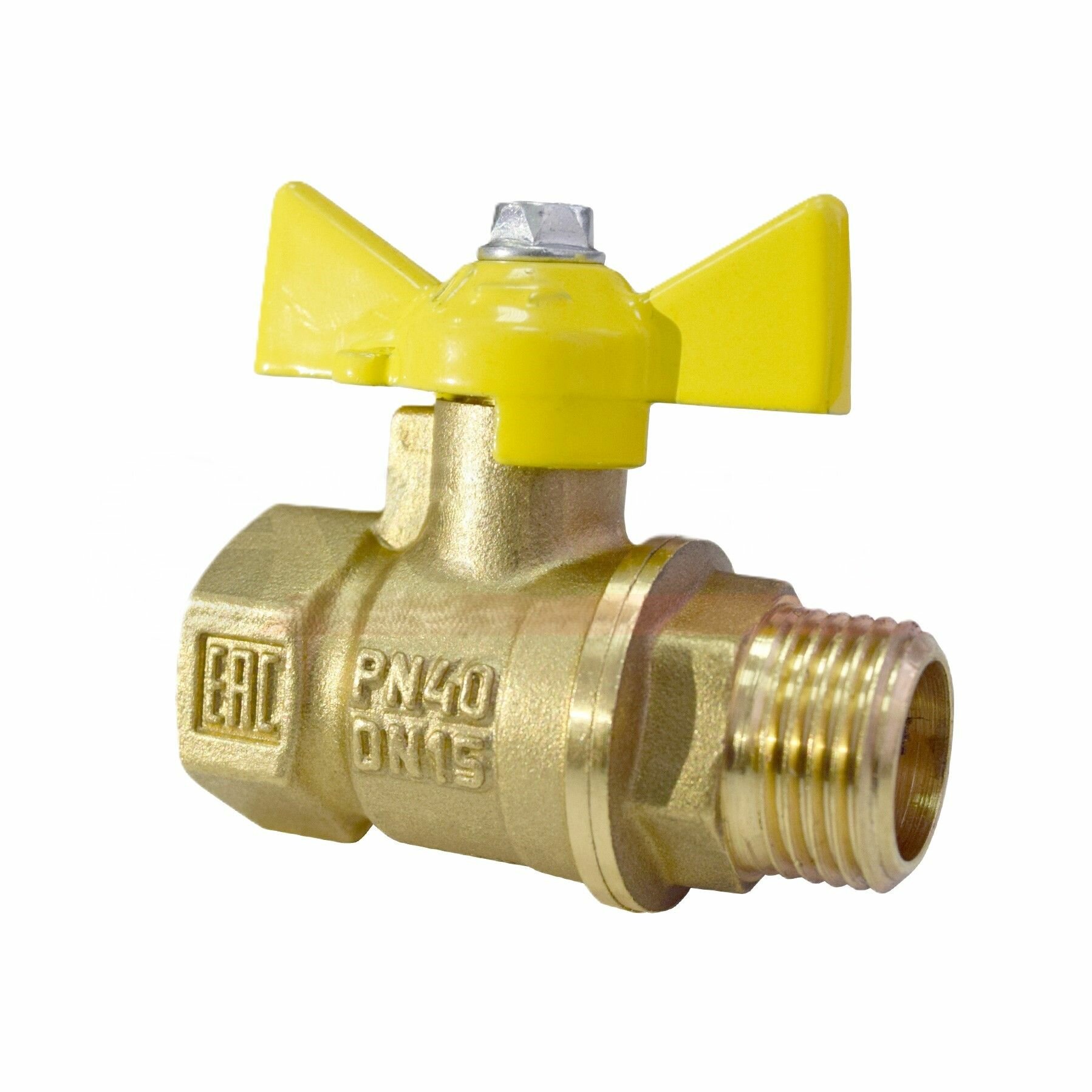 Кран шаровой латунь газ 11Б27фтМ Ду 32 Ру40 ВР/НР полнопроходной бабочка VALFEX VF.278. LB3.114