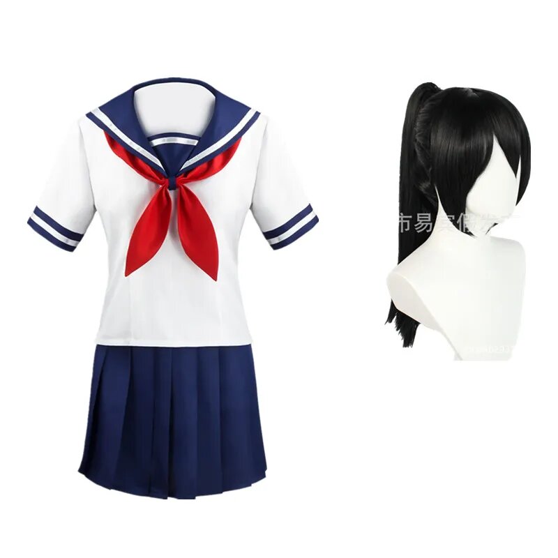 Yandere Simulator Ayano Aishi / Osana Najimi Косплей костюм Белый, М, costume and wig2