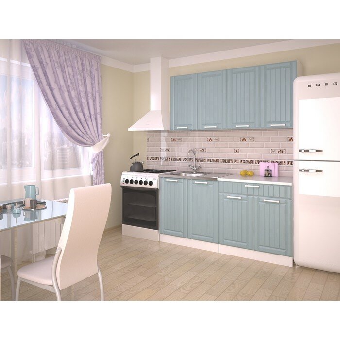 Кухонный гарнитур прямой «Прованс 2», с столешницей, 1600 мм, цвет роялвуд голубой