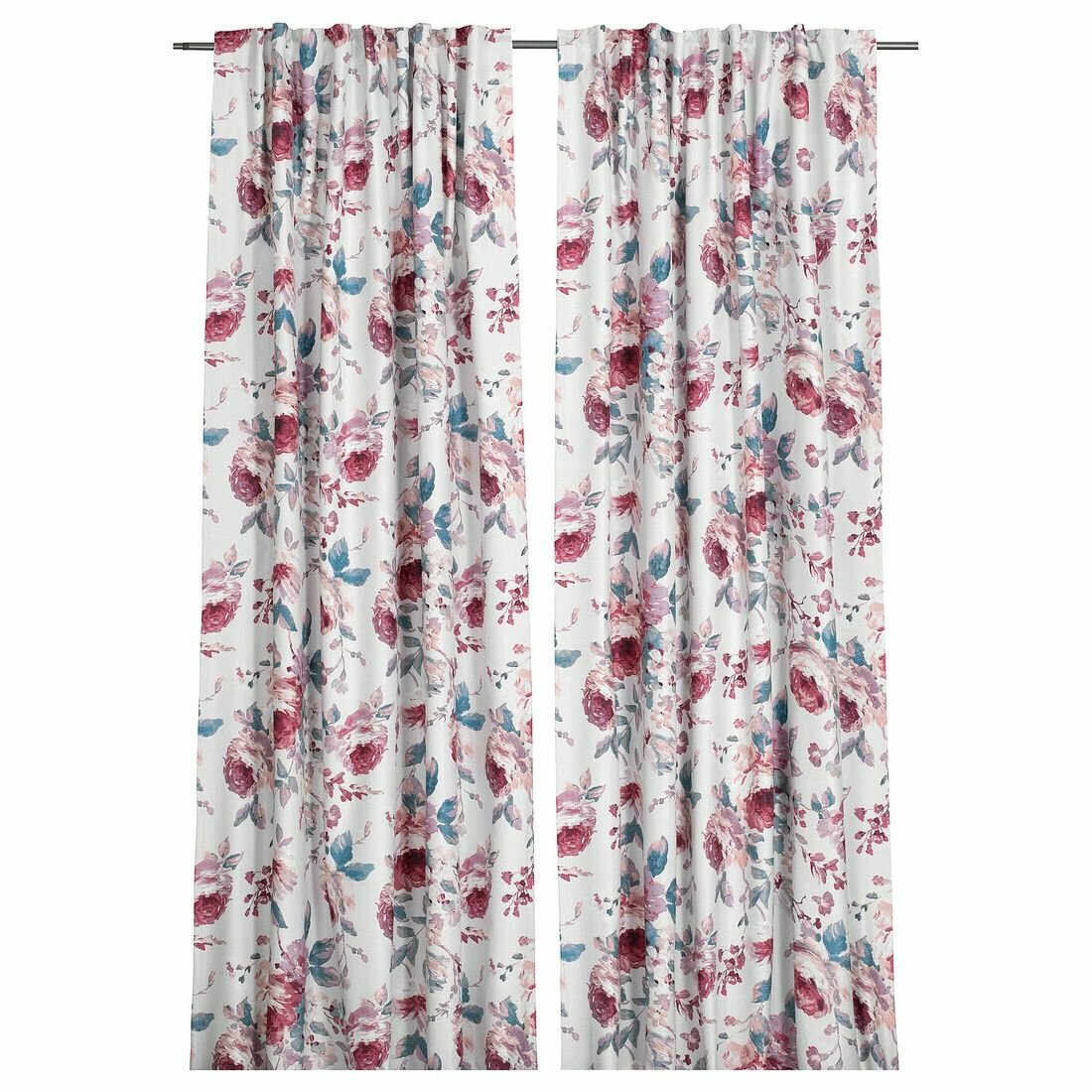 VARTAGGFLY Гардины блокирующих свет икеа, белые/цветы/розы, 145х300 см (20536717)