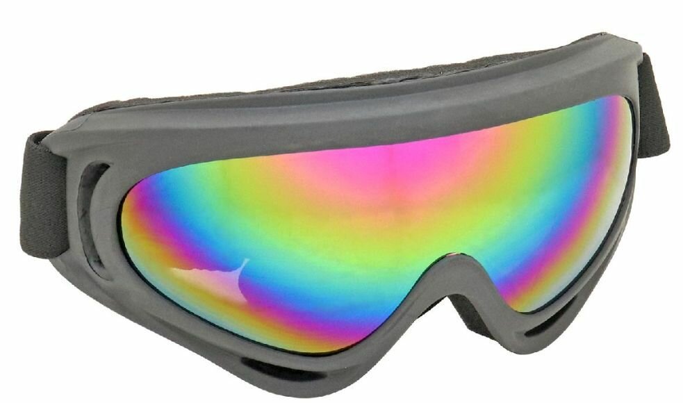 Очки SD-1002 линзы тёмные, max защита UV-400, оправа цельная чёрная Racing Goggle