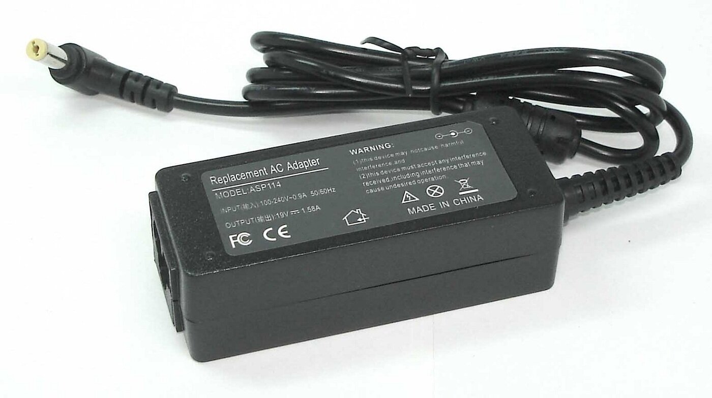 Блок питания / сетевой адаптер / зарядка / PA-1300-04, ASP 114 для ноутбуков Acer Aspire 1420, 1425, 1820, 1825, 1410, 1810 One 532H 19V 1.58A 5.5x1.7 тип VB