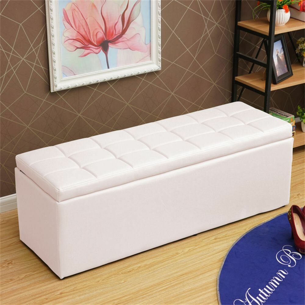 Мягкая скамья с системой хранения, легко чистящаяся кожаная поверхность, 60х40х40 см