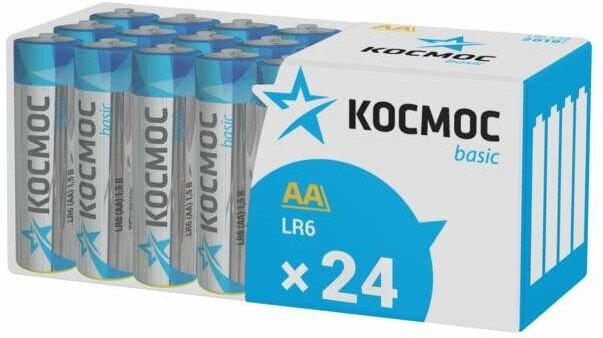 Элемент питания алкалиновый AA/LR6 пластик. бокс (уп.24шт) космос KOCLR6_24BOX