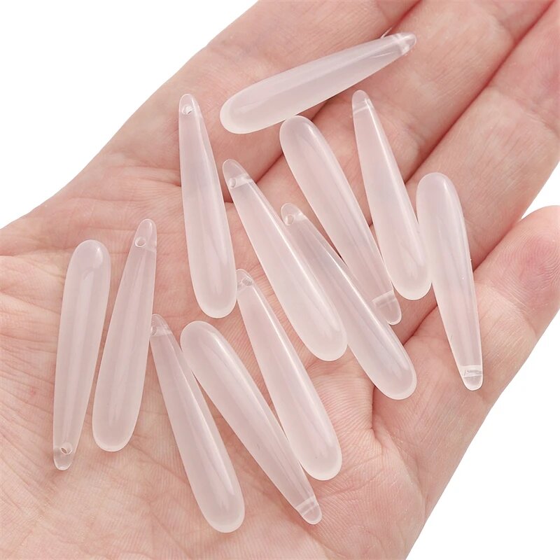 Имитация смолы, нефритовые бусины, длинные бусины-капли, 5 шт. Розовый, 02 White