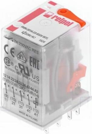 Реле RELPOL R4N-2014-23-5024-WTL электромагнитное 4PDT Uобмотки: 24ВAC 6A/250ВAC 6A/24ВDC 1шт