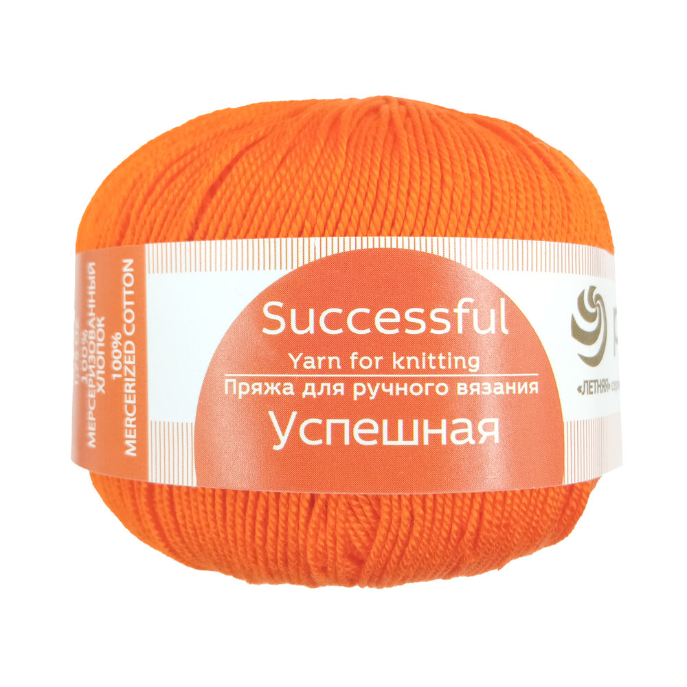 Пряжа для вязания Пехорка Успешная 284 оранжевый 1 моток 50 гр/220 м 100% мерсеризованный хлопок