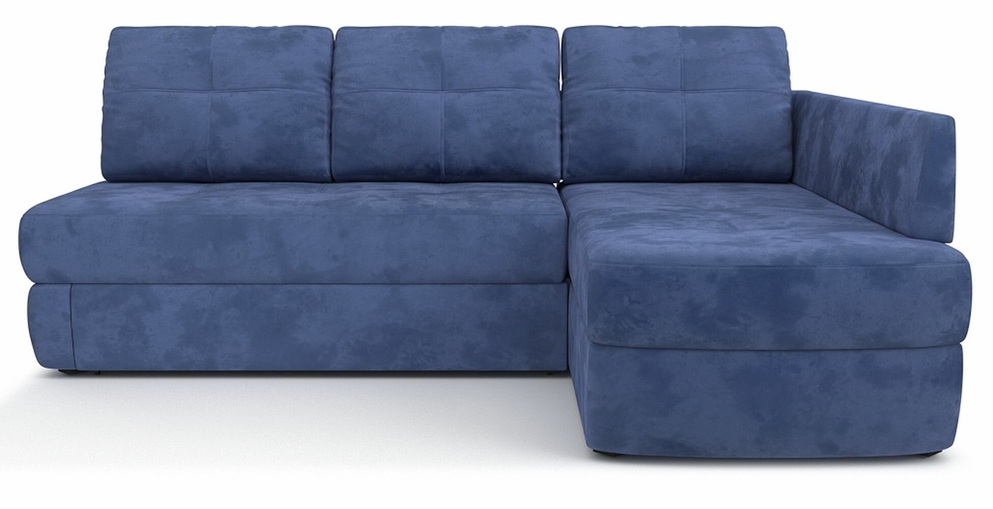 Угловой диван-кровать PUSHE Арно, правый угол, велюр, синий Nebby 030