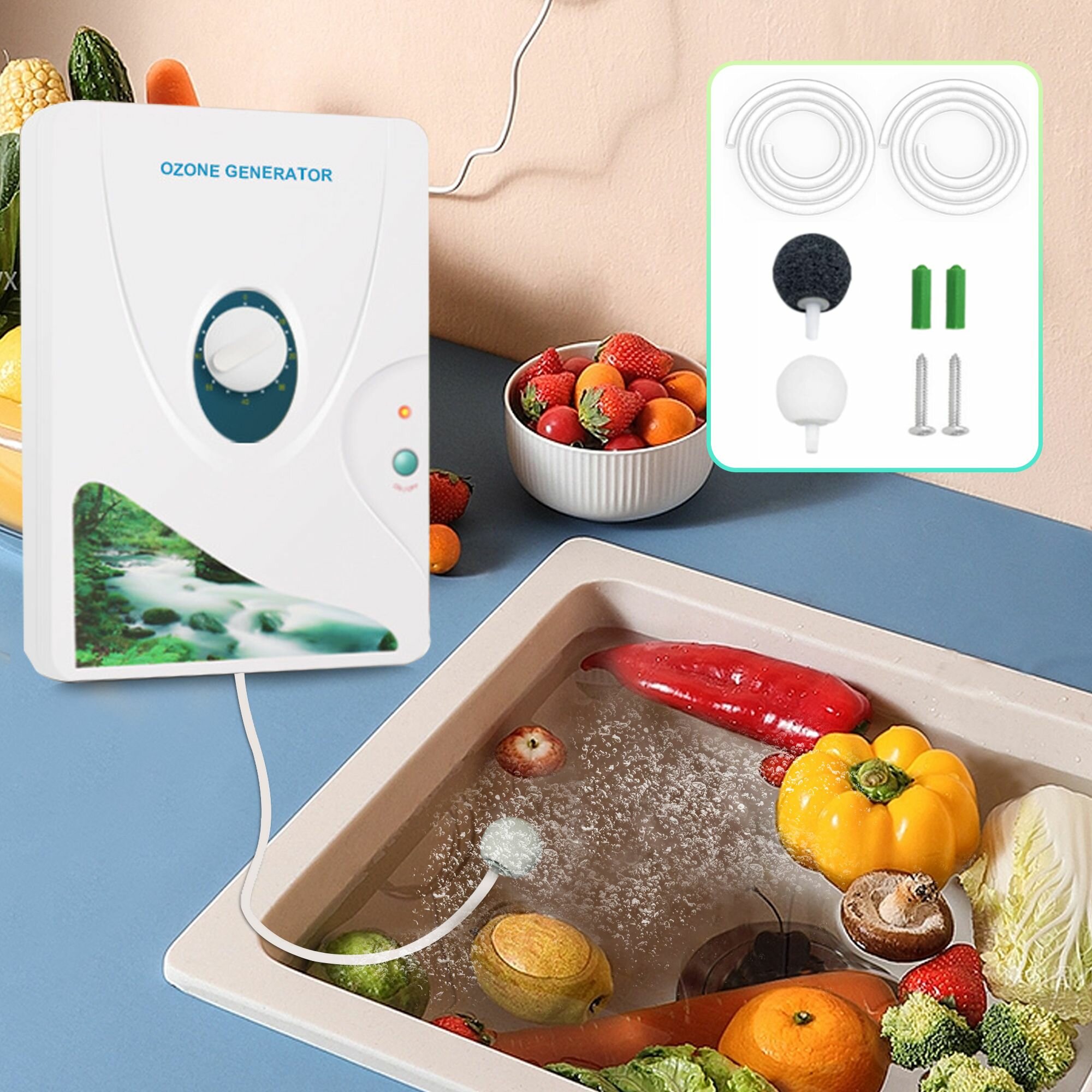 Универсальный Озонатор Для Овощей/фруктов И Воздуха, Электрический Генератор Озона, Удаление Пестицидов И Бактерий, Для Дома И Бизнеса