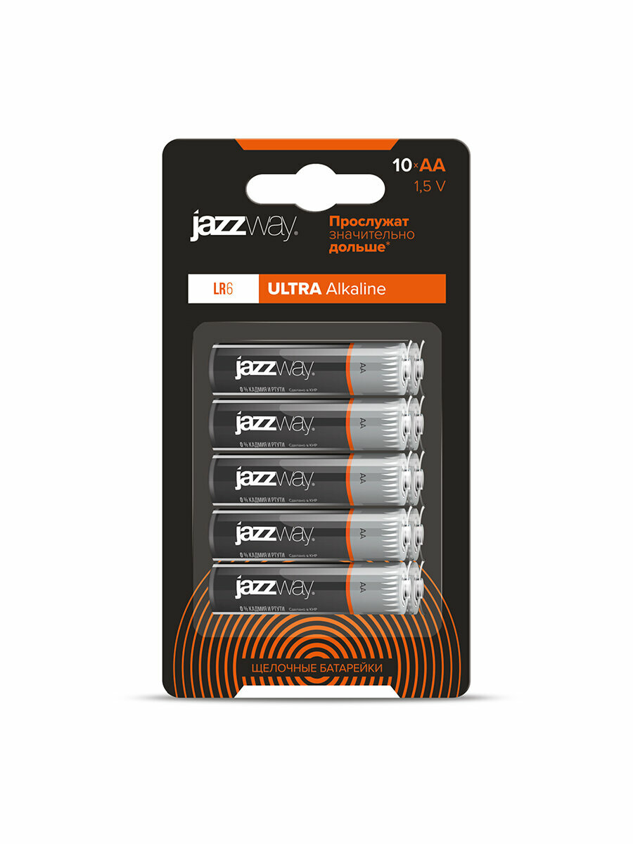 Батарейка Jazzway LR6, AA, Ultra Alkaline, BL-10, пальчиковая, 1 упаковка из 10 шт.