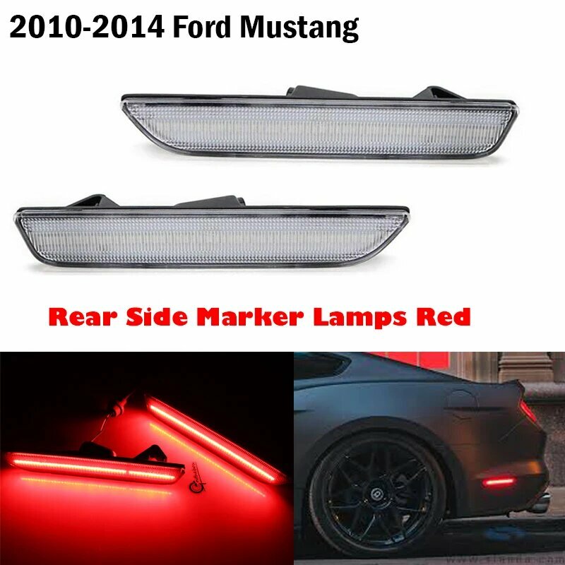 Автомобильные передние и задние габаритные фонари iJDM Янтарный/Белый Красный для Ford Mustang 2010-2018 гг, передний бампер, светодиодный блеск/боковой габаритный поворотник 10-14 Rear Red