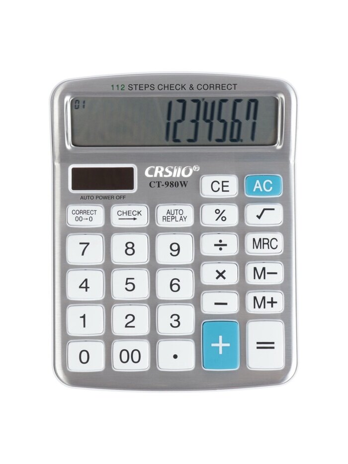 Калькулятор настольный 12-разрядный CT-980W корпус серебристый 259715