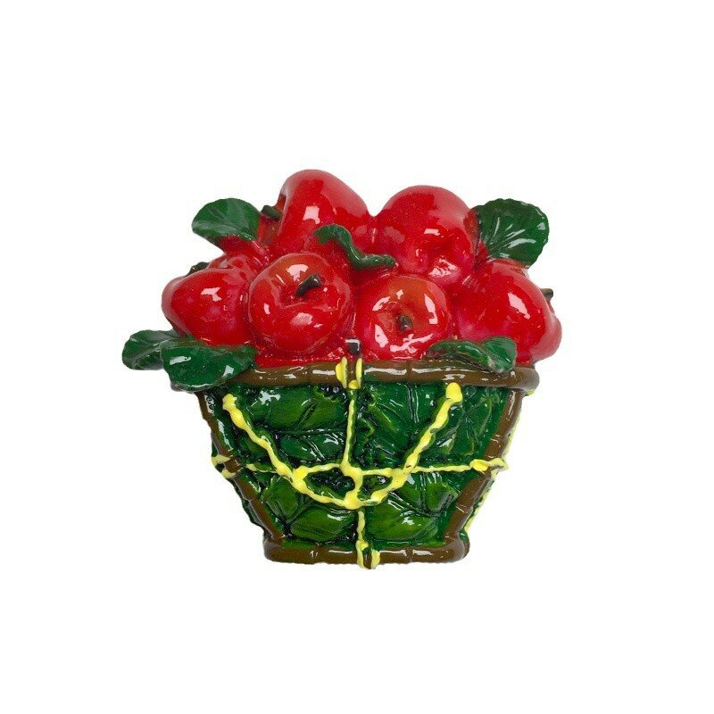 3D-магнит на холодильник «Корзина с фруктами» — декоративная корзина для яблок из смолы ручной работы с реалистичными деталями для украшения дома и кухни, красочные и причудливые магниты на холодильник