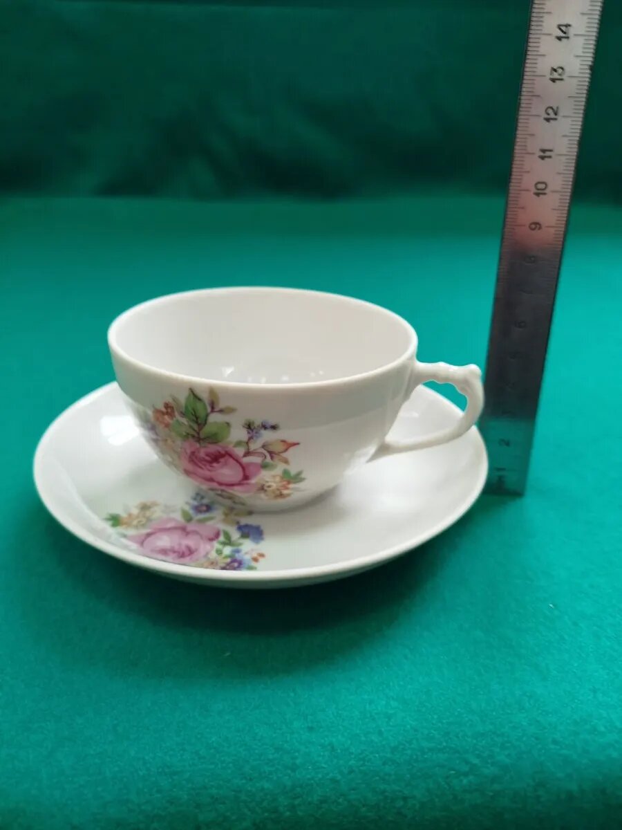 Чайная пара дулево фарфор роза