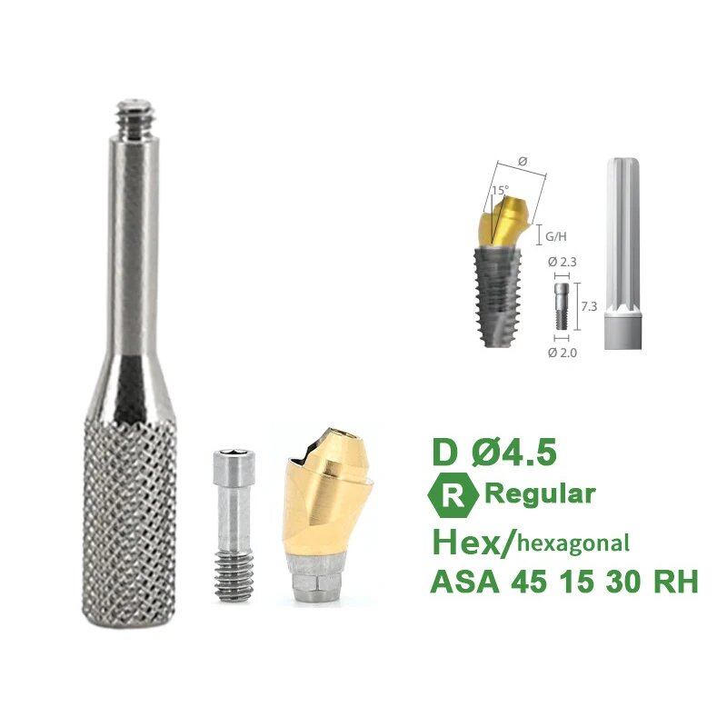 Стоматологический винт ASA 45 15 30 RH, D Ø4.5, Regular, Hex, A3