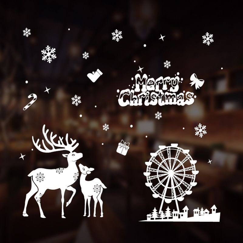 Наклейка на окно 2020 merry christmas window wall sticker decals elegant holiday designs for easy home decoration, style1